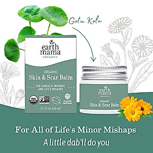 Earth Mama Organic Skin & Scar Balm |C-Section Recovery Skin Care, Pregnancy Stretch Mark Scar Cream with Organic Jojoba Oil, Tamanu Oil & Gotu Kola