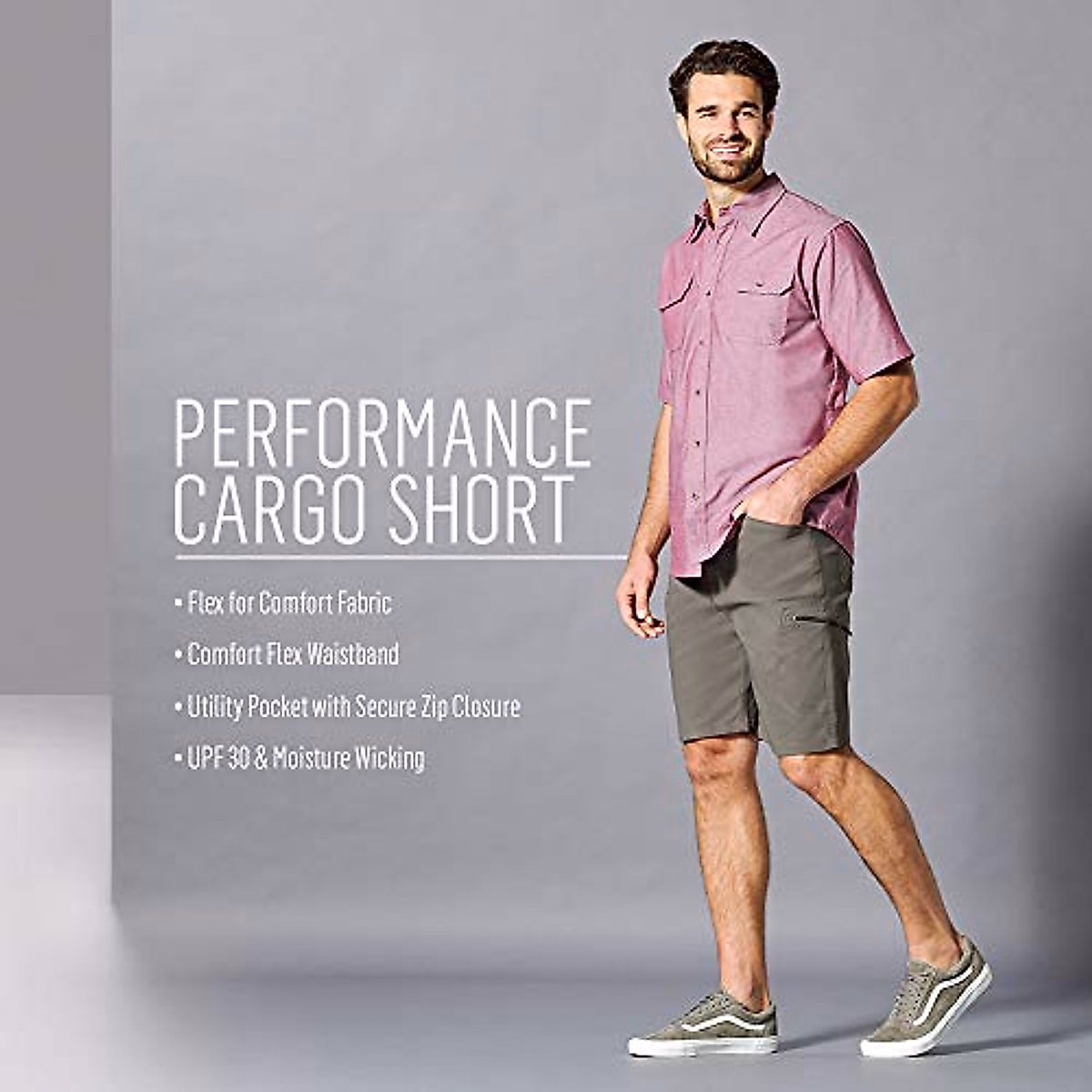 Wrangler Authentics Men's Performance Comfort Flex Cargo Short, Sagebrush, 38