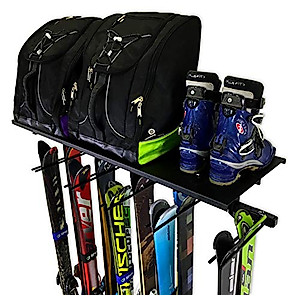 StoreYourBoard Ski Wall Rack and Storage Shelf, Holds 10 Pairs, Ski Wall Mount, Home and Garage Storage Hanger