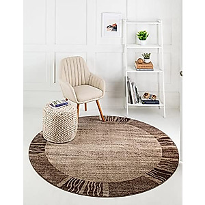 Unique Loom Del Mar Collection Area Rug-Transitional Inspired with Modern Contemporary Design, 6 ft x 6 ft, Light Brown/Beige