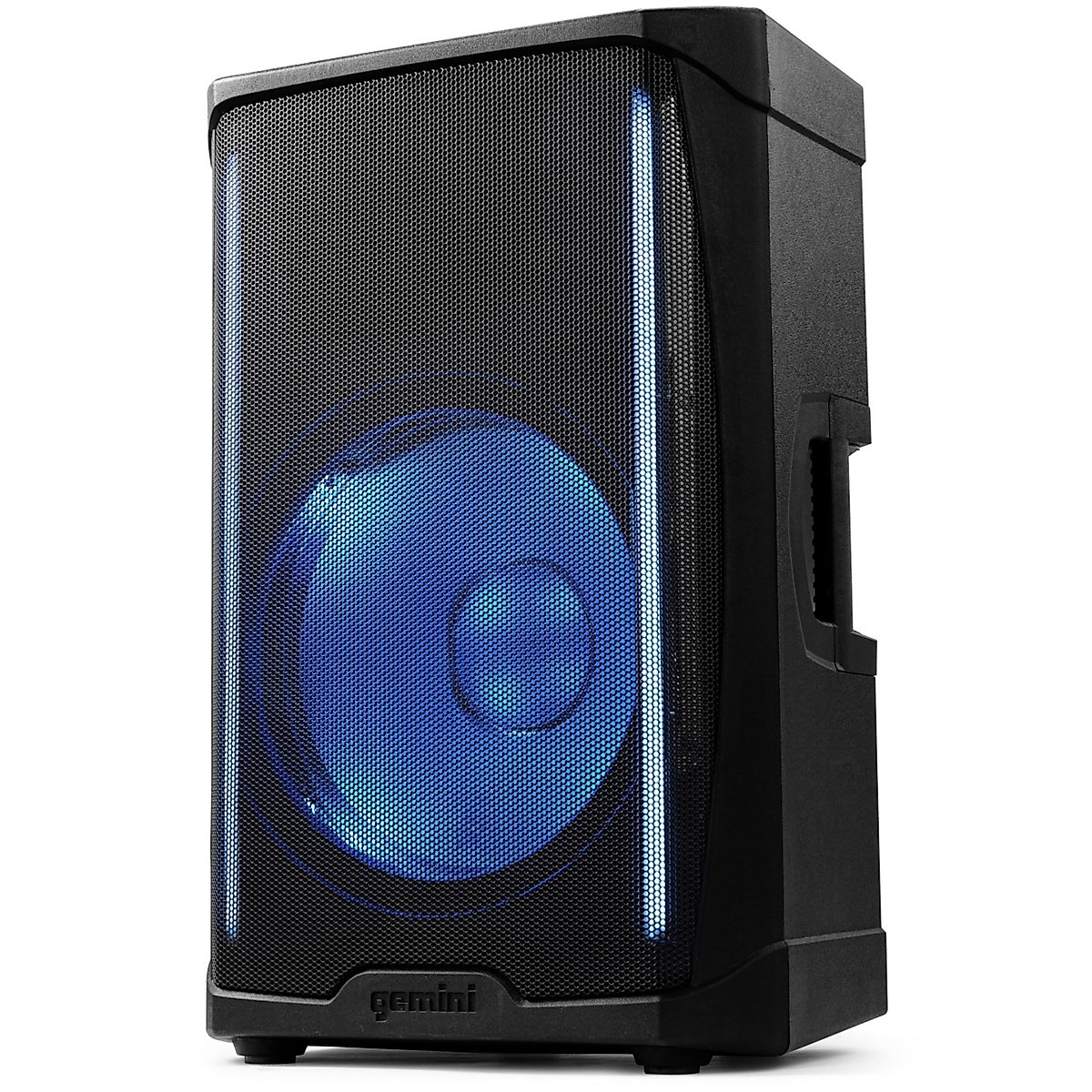 Gemini Sound GD-L115BT Powered LED Lit 1000W 2-Way Linkable Bluetooth PA Speaker with 3 Channel Mixer