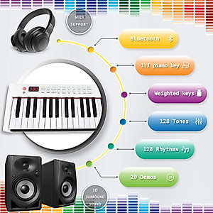 Dulcette DC11 88-Key Portable Piano Keyboard | Built-In Speakers | Semi-Weighted Keys | Sustain Pedal MIDI/USB | Electric Keyboard Piano 88-Keys | Music Stand | FREE CARRYING BAG