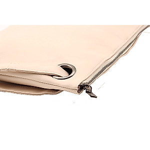 Amaze Womens Oversized Clutch Bag Large PU Leather Pouch Evening Handbags Envelope Purse with Wristlet Shoulder Lady (Beige)