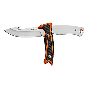 Elk Ridge - Outdoors -TREK - Interchangeable Fixed Blade Knife, Drop Point and Gut Hook Blades, Orange and Black TPR Handle, Injection Molded Sheath with Ferro Rod and Sharpener - ER-TKFIX001