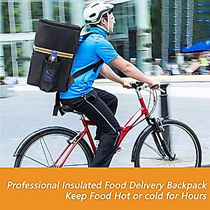 ISFC Thermal Food Delivery Backpack with Cup Holders,Insulated Pizza Delivery Bag Waterproof Food Warmer Backpack for Ubers,Doordash,Camping,Groceries Backpack