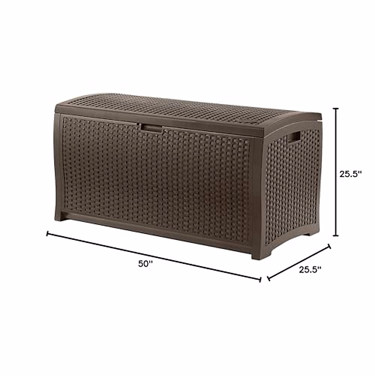 Suncast 99 Gallon Resin Wicker Patio Outdoor Storage Container for Toys, Furniture Deck box, Mocha
