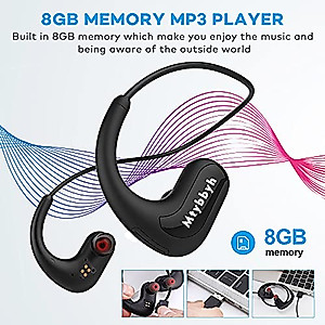 MTYBBYH Waterproof Headphones for Swimming,IPX8 Waterproof 8GB MP3 Player Sports Swimming Headphones Wireless Bluetooth 5.0 Earbuds with Noise Cancelling MIC for Sport,Swimming,Running,Gym,Workout