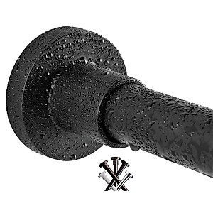 BRIOFOX Shower Curtain Rod 43-73 Inches Matte Black, Never Rust and Non-Fall Down Spring Tension Rod, Stainless Steel