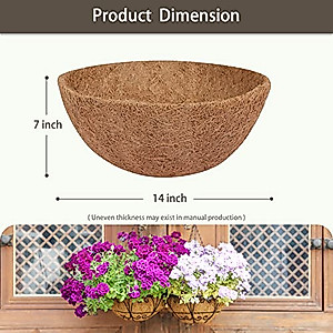 GreatBuddy 4 Pcs Coconut Hanging Basket Liners 14 Inch, Sturdy Round Coco Liners for Planters, Perfect Replacement for The Old, 100% Natural, Easy to Straighten Out