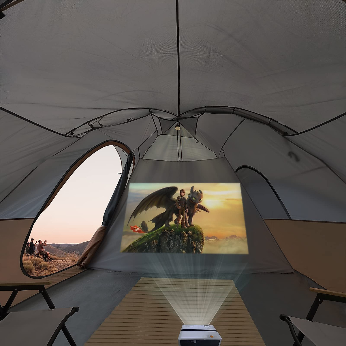 UNP Camping Tent 10-Person-Family Tents, Parties, Music Festival Tent, Big, Easy Up, 5 Large Mesh Windows, Double Layer, 2 Room, Waterproof, Weather Resistant, 18ft x 9ft x78in (Khaki Brown)