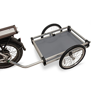 WIKE Heavy Duty Aluminum Flatbed Bike Trailer: Inside Cargo dims 56cmWx77cmL, max Payload 125lbs - Comes with Easy-Install Steel Bike Hitch, Steel-Reinforced Aluminum towbar, 2-20" Pneumatic Wheels
