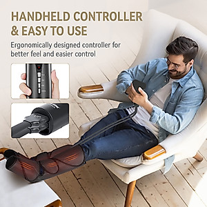 FIT KING Leg and Foot Massager with Heat, Air Compression Leg Massager for Circulation and Pain Relief Helpful for Swollen Legs Edema RLS - Great Gift for Women Parents Friends - FSA HSA Eligible