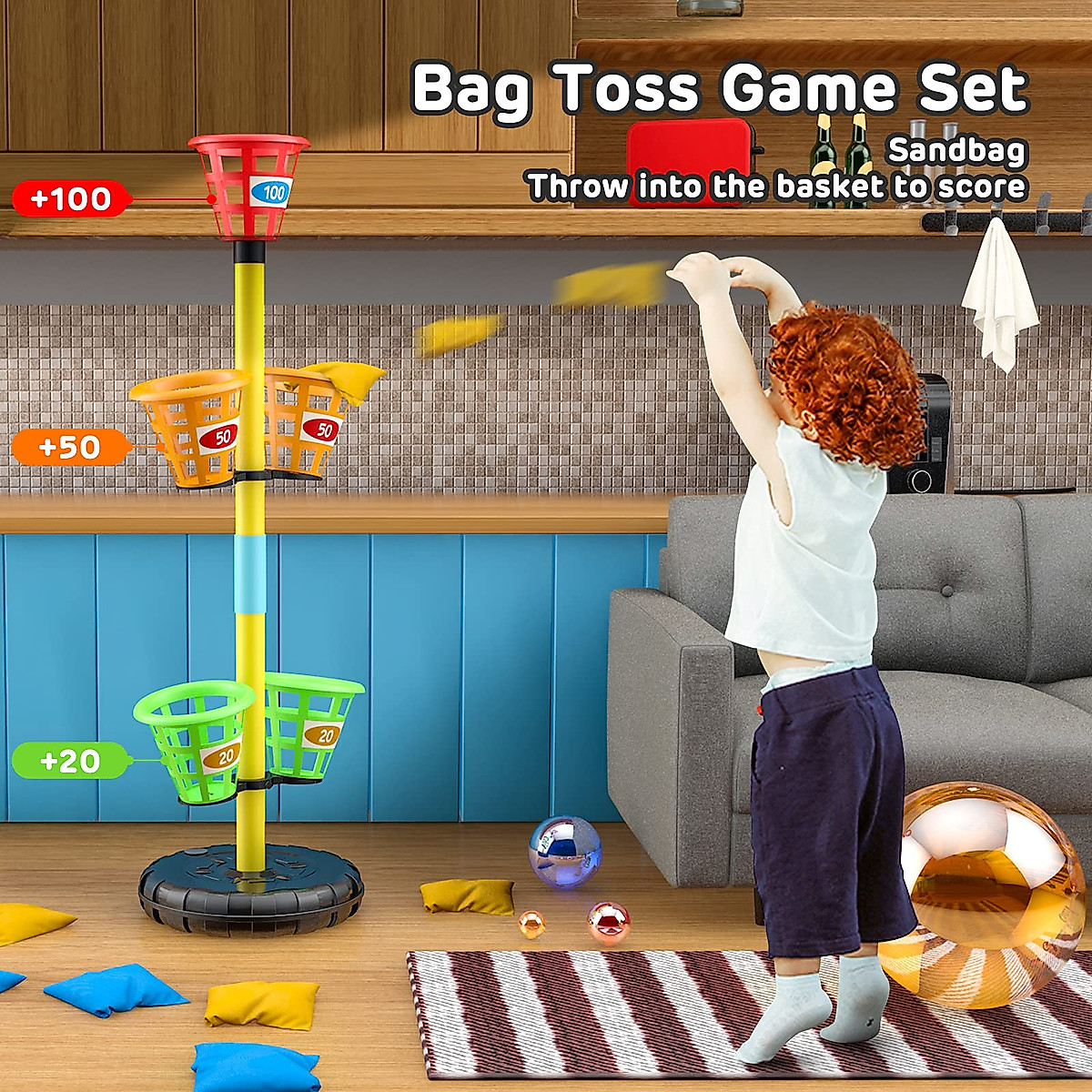 Bean bag toss game for kids and adults,Kids sport toys Basket tower toss across game, Indoor Outdoor Backyard Play Toys Games for Kids Adults Family,Kids gifts toys for 3 4 5 6 7 8 year old boys girls