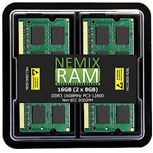NEMIX RAM 16GB (2X8GB) DDR3 1600MHZ PC3-12800 2Rx8 1.35V 204-PIN Non-ECC SODIMM Laptop PC PC Unbuffered Memory KIT