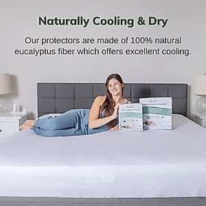 Sweet Zzz 100% Waterproof Natural Tencel Mattress Protector Durable 15” Deep Pockets Machine Washable Hotel Bedding Cal-King (72"x84"x15")