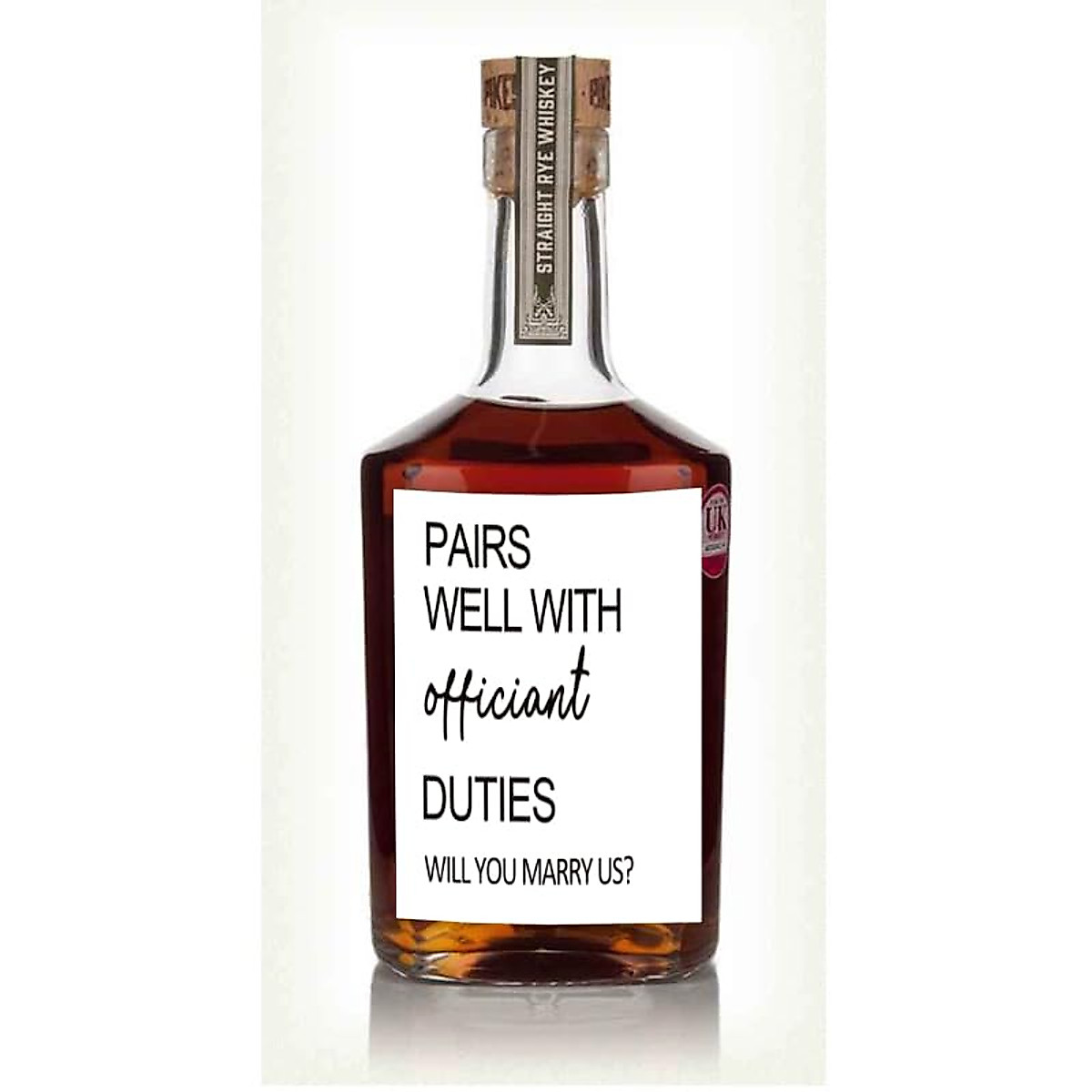 4 Pcs Officiant Whiskey Label +2 Pcs Thank You Cards, Pairs well with officiant duties Wine Bottle Stickers, Wedding Card to Officiant, Wedding Officiant Liquor Label, Officiant Wedding Gift, Gifts fo