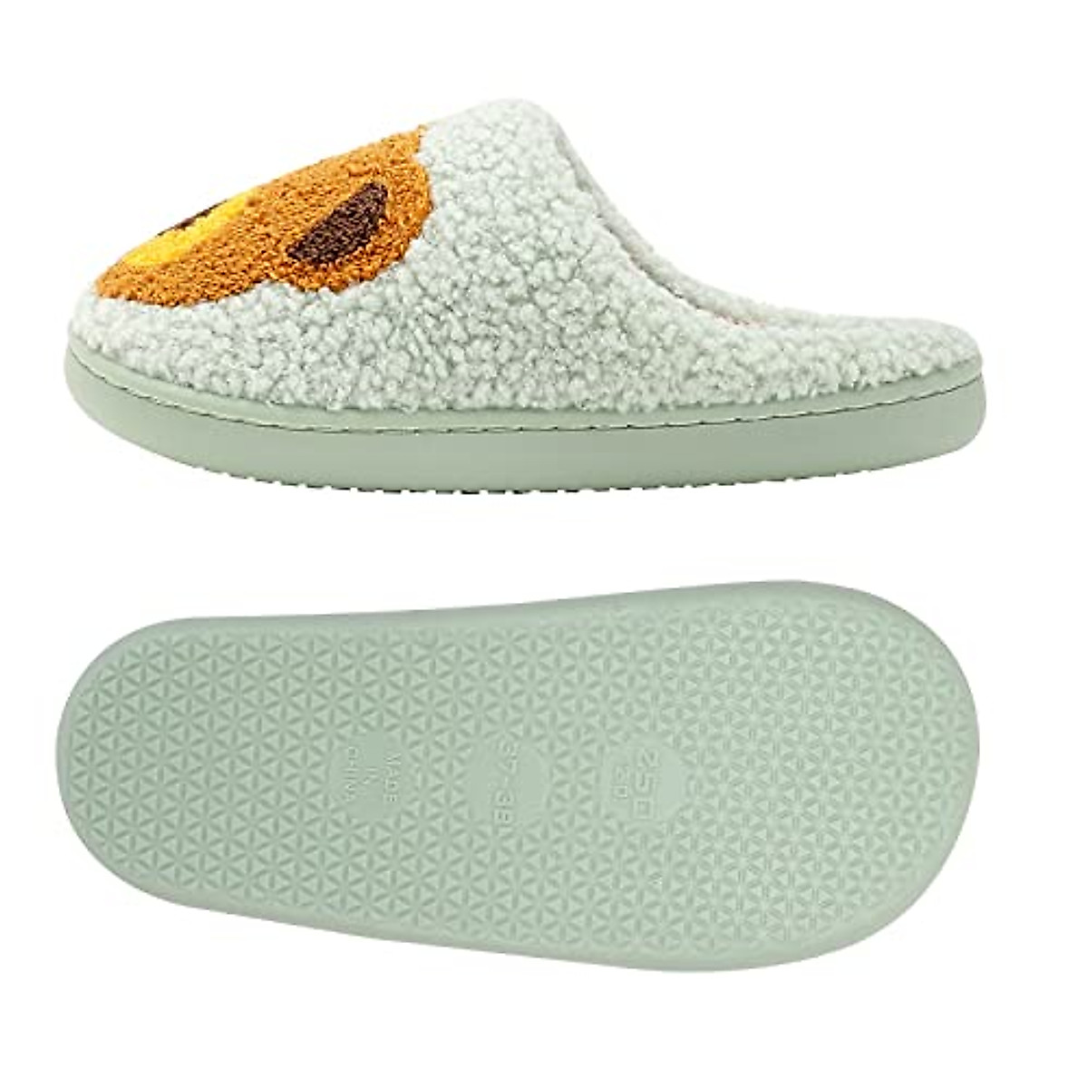 TYFLOVE Teddy Bear Slippers for Women/Men/Kids Smiley Face House Slippers Warm Cozy Plush Slip-On Slippers Soft Fuzzy Slippers