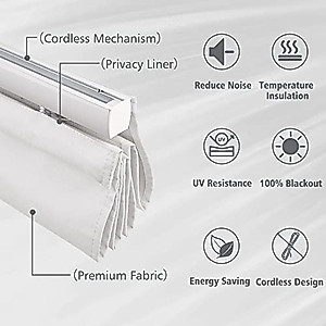 SUNFREE Cordless Roman Shades for Windows, Blackout Room Darkening Roman Blinds, Thermal Insulated Window Blinds Treatment, Washable Roman Blind for Living Room, Bedroom, Kitchen, 33" x 64", White