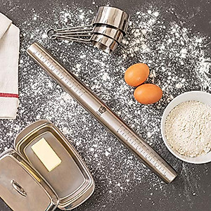 French Rolling Pin for Baking by Ultra Cuisine – Tapered Stainless Steel Design, Adjustable Weight, Professional or Home Use with Pizza, Cookie, Pastry Dough, Fondant & Pie Crust –Dishwasher-Safe
