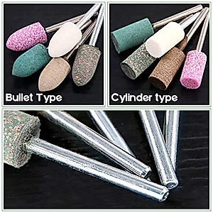 Keadic 100Pcs Electric Polishing Buffing Wheels Grinding Bits Set Shank Wool | Sesame | Rubber | Jade | Cowhide Abrasive Rotary Tools - 1/8 Inch Shank