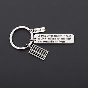Math Teacher Thank You Keychain A Truly Great Teacher is Hard to Find Retirement Gift for Teacher (Abacus)