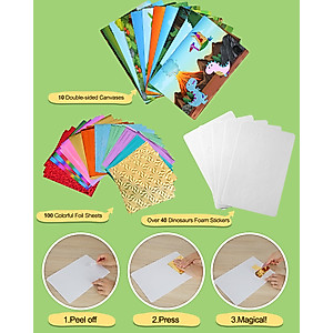 Ezelisy Foil Craft Kit for Kids - Fun Dinosaurs Art Activity for Boys Girls Ages 4-9