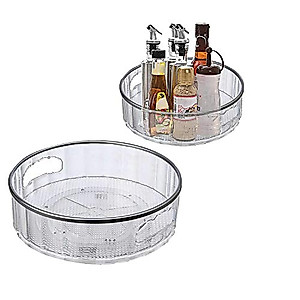 Lazy Susan, 2 Pack Turntable Organizer, Fridge Organization,Non-skid Spice Rack Organizer, Fruit Container, 360 Rotating Storage Container for Home Kitchen, Countertop, Cabinet, Fridge, Office, Makeup