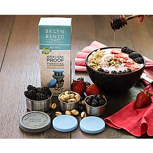 SMALL Condiment Size Leak Proof Stainless Steel Food Container | Great For Portion Control Snacks & Salad Dressing | Goes With Bento Box & Lunch Box | Dipping Container With Silicone Lids [3 PCS Set]