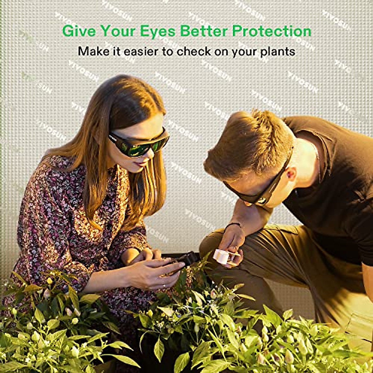 VIVOSUN 2-Pack Indoor Hydroponics LED Grow Room Glasses with Glasses Case