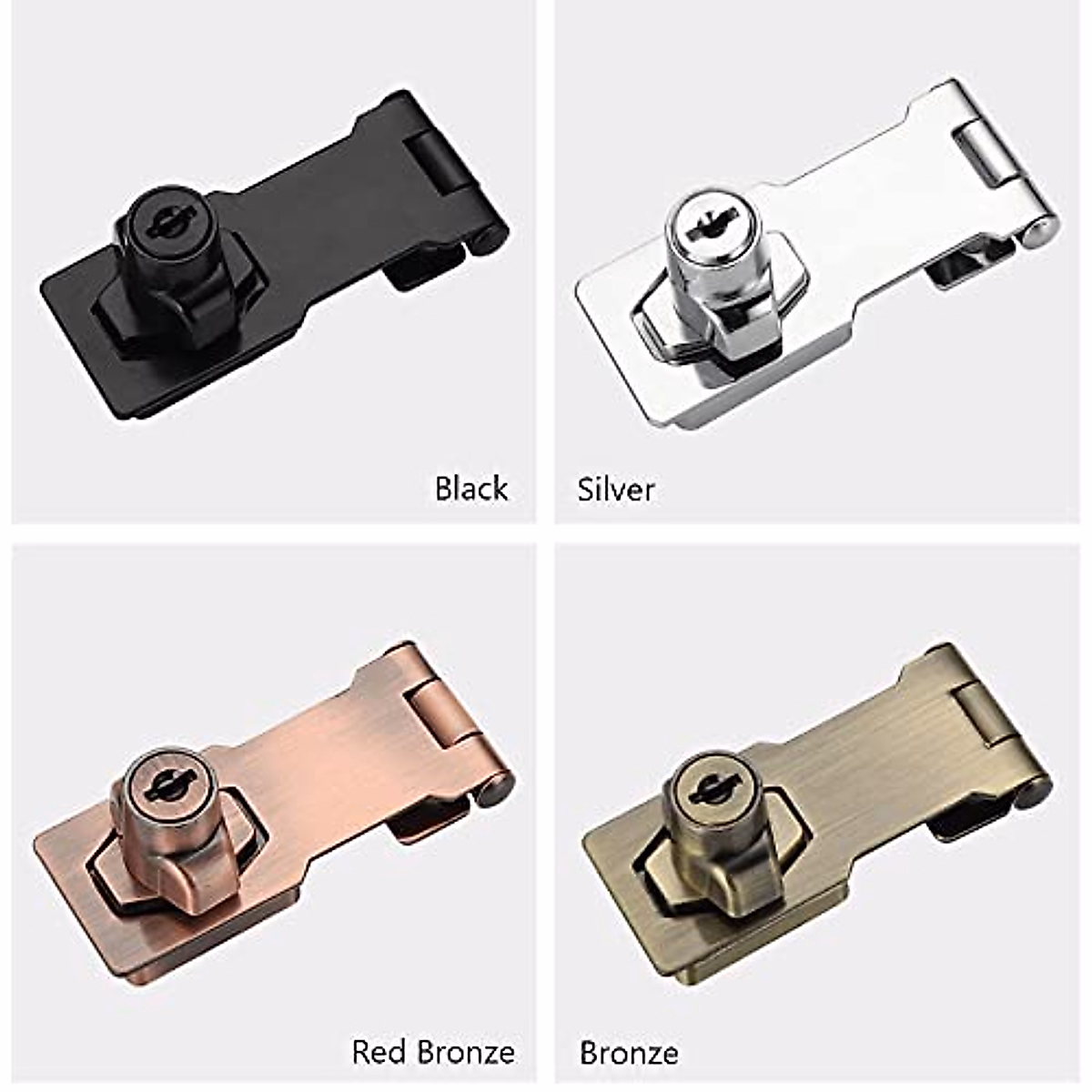 Home Security Zinc Alloy Cupboard Punch-free Cabinet Keyed Hasp Lock Drawer Door Lock - (Color: 2.5 inch-Silver)