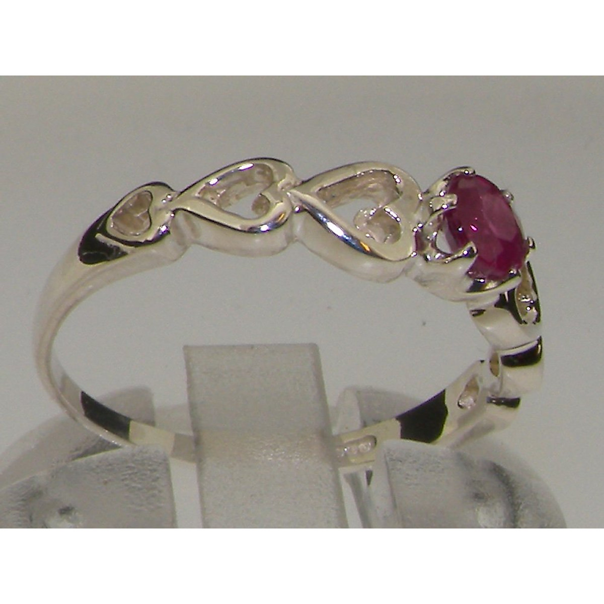 LetsBuyGold 925 Sterling Silver Real Genuine Ruby Womens Band Ring - Size 4