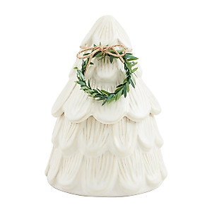 Mud Pie Tree Small Xmas CANISTERS, 6" x 4" dia, WHITE