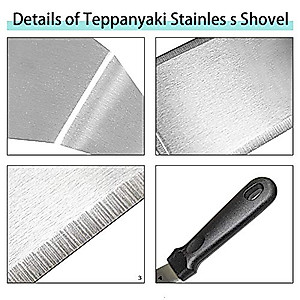 KUFUNG Grill Turner, Stainless Steel Metal Griddle Spatula, Steak Pizza Shovel Teppanyaki Shovel with Beveled Edges great for BBQ Grill Flat Top (2.8x4.9 inch, Black)