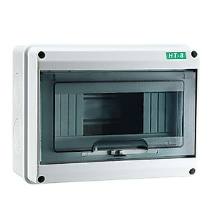 Awclub Plastic Transparent Cover Power Distribution Protection Box IP65 ABS for Circuit Breaker Indoor on The Wall 8 Way (200mmx155mmx92mm)
