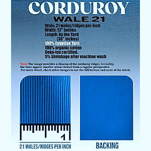 Corduroy Fabric 21 Wale Apparel 140-150GSM Solid Color by Continuous Yard 58" W 100% Cotton-Egyptian Yarn Stripe Texture Soft & Lightweight Baby Blanket Blouses Shirts Rompers Sweater Canary Yellow