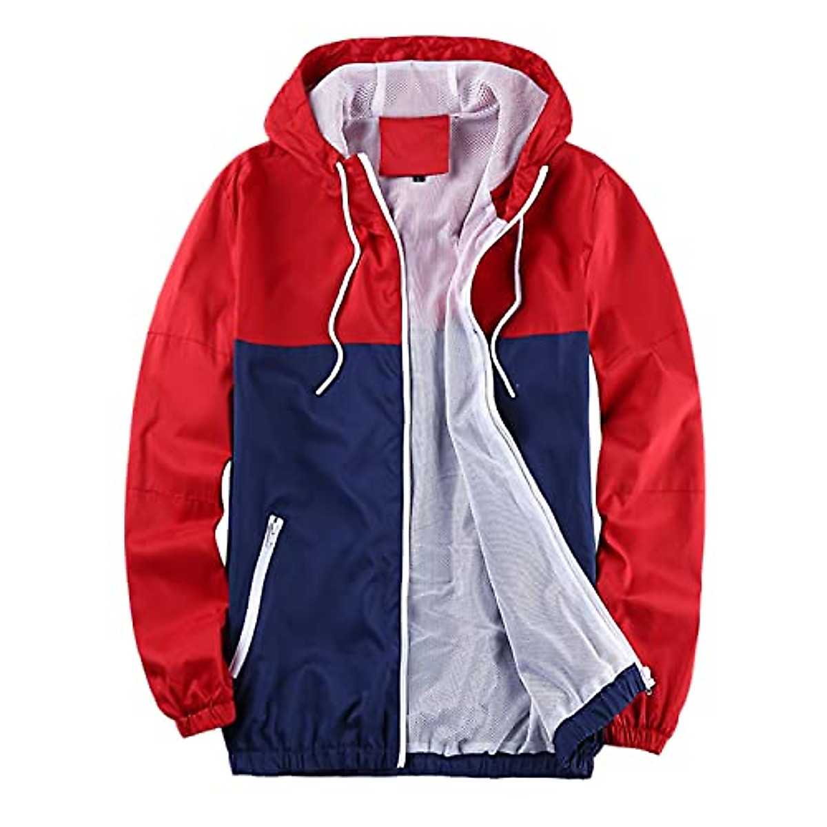 Mens Tennis Crop Vest Half Zip Hoodie Men Windbreaker Long Sleeve Lightweight Fleece Jacket Men Lightweight Breathable Rain Jackets Track Coat Black Jacket Cropped Vest Red L