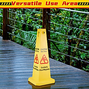 10 Pieces Floor Safety Cone Yellow Caution Wet Floor Sign 4 Sided Floor Wet Sign Public Caution Wet Floor Cone Yellow Avoid Fall Slip Accident for Indoors and Outdoors