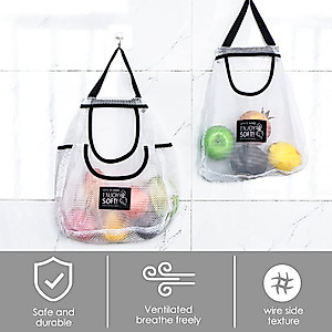 Linkidea 8 Pack Reusable Mesh Bag, Portable Fruit Bags, Washable Hanging Storage Bags, Organizer Shopping Handbag for Garlic, Onions, Potatoes