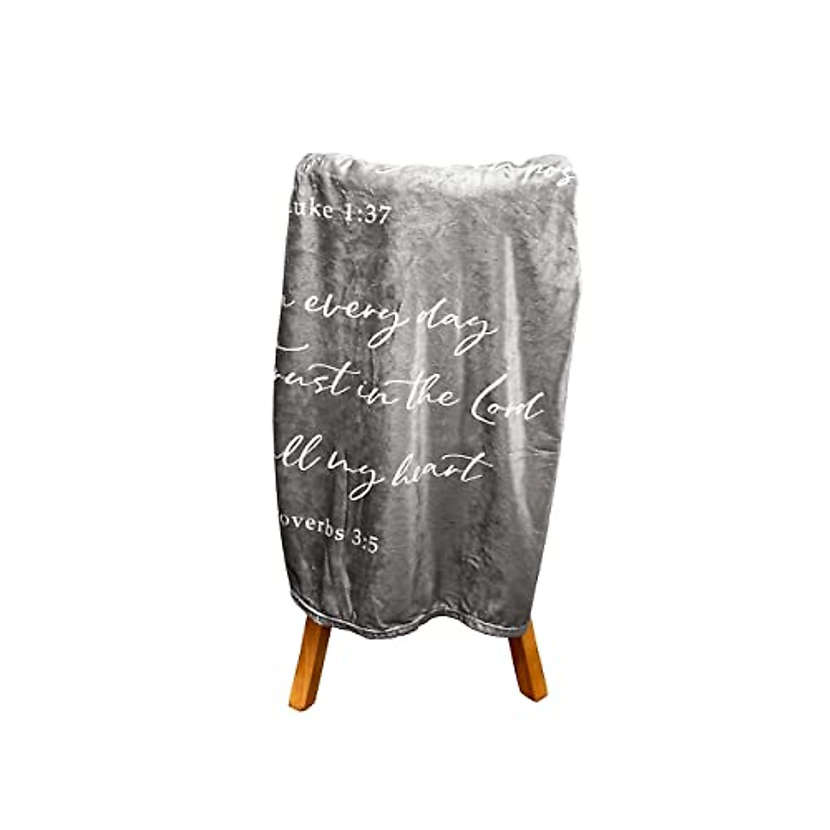 Double Creek Lightweight Scripture Throw Blanket Inspirational Verses Philippians 4:13, Luke 1:37, Proverbs 3:5, Comfort Blanket 50"x 60" Get Well Gift Men Women