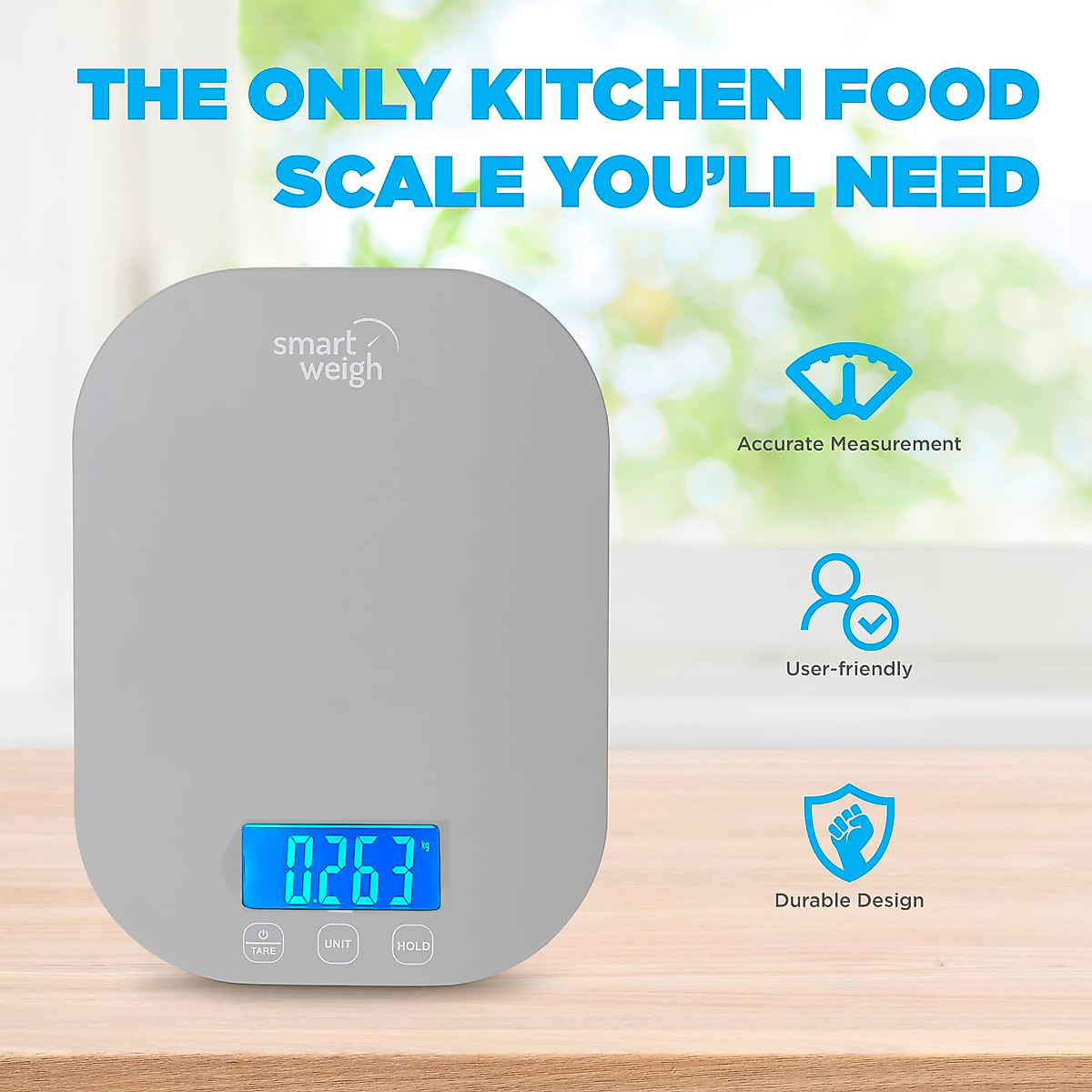 Smart Weigh 11 lb. Digital Kitchen Food Scale, Mechanical Accurate Weight Scale with 5-Unit Modes, Grams and Ounces for Weight Loss,Weighing Ingredients, Dieting, Keto Cooking , Meal Prep and Baking