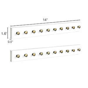 Mkono Necklace Holder Wall Mounted Set of 2 Rustic Wood Necklaces Hanger, Jewelry Organizer Hanging with 20 Gold Round Hooks, Jewelry Hooks for Necklaces, Bracelets, Chains, Keys,White