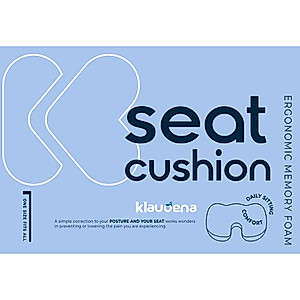 Klaudena | Memory Foam Seat Cushion for Office Chair, Coccyx Lower Back Support Tailbone Pain Relief, Lumbar Support Cushions, Work Chair Pad Butt Pillow, Sciatica, Correct Posture, Desk Chair Cushion