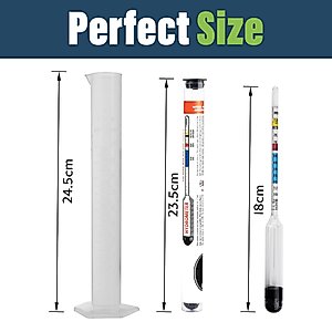 Hydrometer for Wine Making with 100 MM Hydrometer Alcohol Test Jar - Specific Gravity Hydrometer for Wine and Beer Making Testing Kit and Brewing Your Own Homebrew