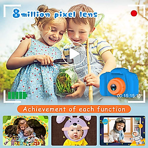 Seckton Upgrade Kids Selfie Camera, Christmas Birthday Gifts for Boys Age 3-9, HD Digital Video Cameras for Toddler, Portable Toy for 3 4 5 6 7 8 Year Old Boy with 32GB SD Card-Navy Blue