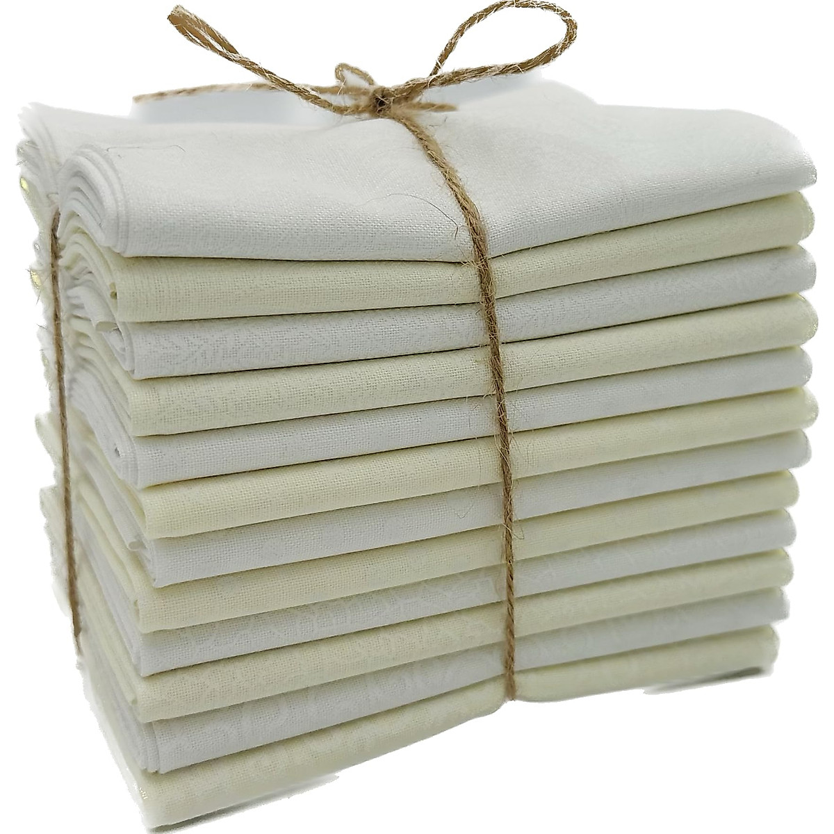 Tone on Tone Fat Quarter Bundles (18”x22”) - 12 Pack - Premium Fabrics for Quilting, Sewing, & DIY Projects (White & Cream)