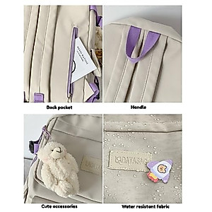 Splendrive Cute backpack with cute accessories aesthetic Outdoor Daypack (Black)