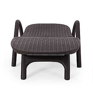 Christopher Knight Home Blanche Outdoor Faux Wicker Chaise Lounge, Dark Brown