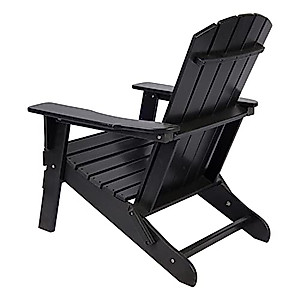 Shine Company Seaside Outdoor Weatherproof Folding Adirondack Chair, Black