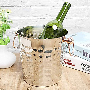Ice Bucket, 3L Portable Stainless Steel Ice Bucket Container Champagne Barrel with Handle for Home Bar Use