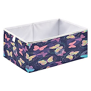 Kigai Butterflies(1) Open Home Storage Bins, for Home Organization and Storage, Toy Storage Cube, Collapsible Closet Storage Bins, with Small Handles, 15.75"L x 10.63"W x 6.96"H